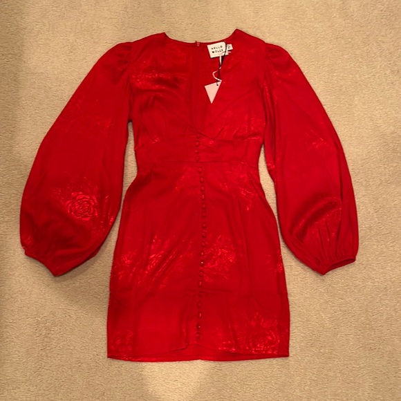 Hello Molly | Dresses | New Hello Molly Vcut Red Dress With Flower ...